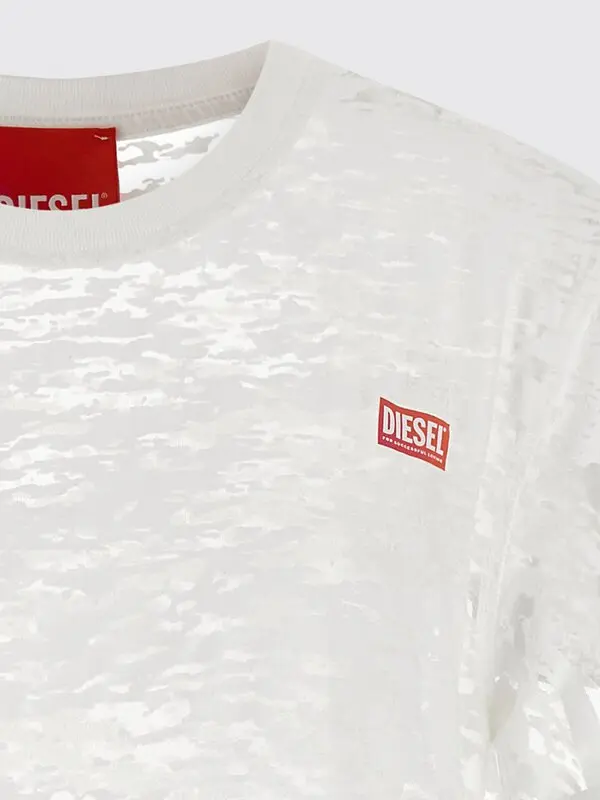 DIESEL® Crewneck T-shirt In Stretch Cotton Blend With Contrast Logo