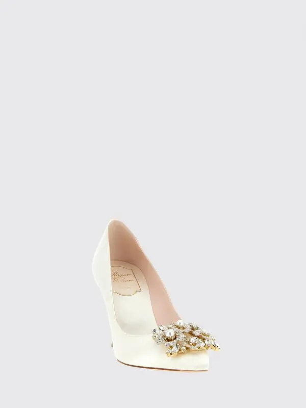 ROGER VIVIER Efflorescence Bridal Satin Pumps With Jeweled Buckle