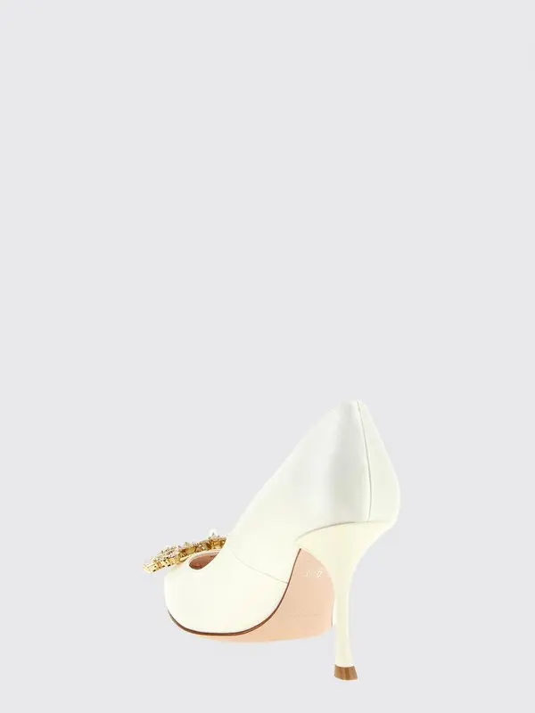 ROGER VIVIER Efflorescence Bridal Satin Pumps With Jeweled Buckle