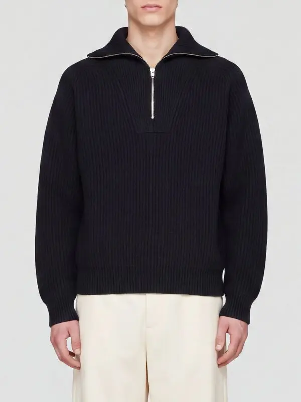 JIL SANDER High Neck Half-zip Jumper In Pure Wool - Black