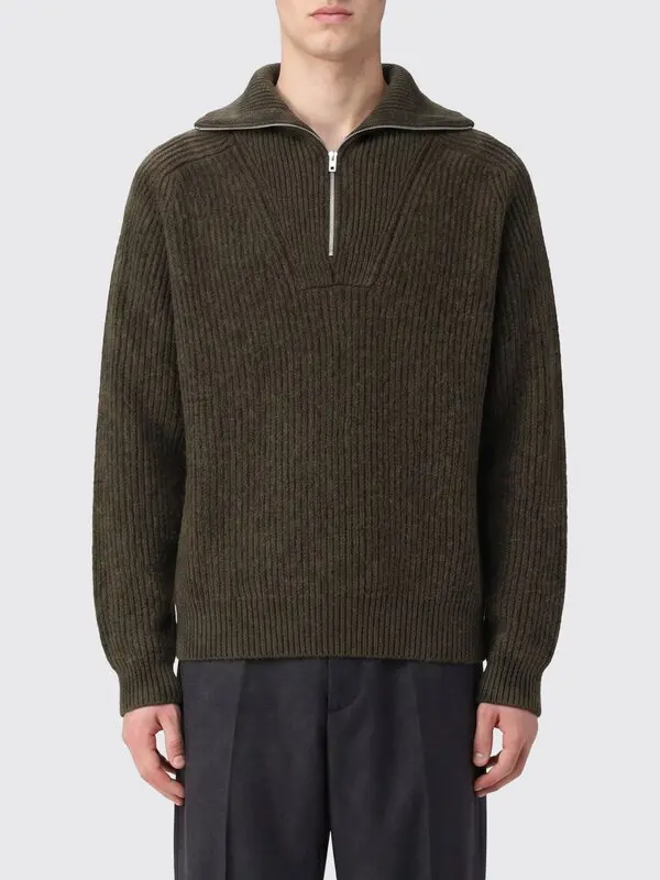 JIL SANDER High Neck Half-zip Jumper In Pure Wool - Green