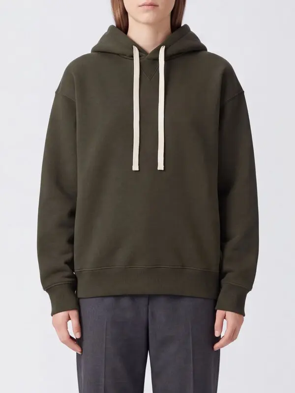 JIL SANDER Relaxed-fit Cotton Hoodie With Drawstring Hood And Contrast Logo - Green