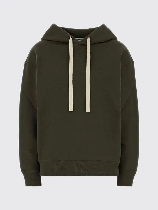 JIL SANDER Relaxed-fit Cotton Hoodie With Drawstring Hood And Contrast Logo - Green
