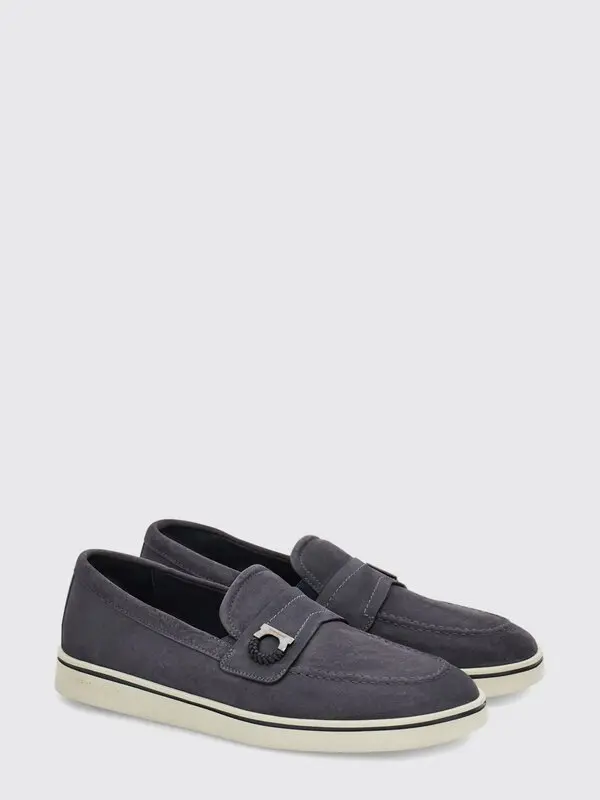 FERRAGAMO Gancini Suede Loafers - Beige
