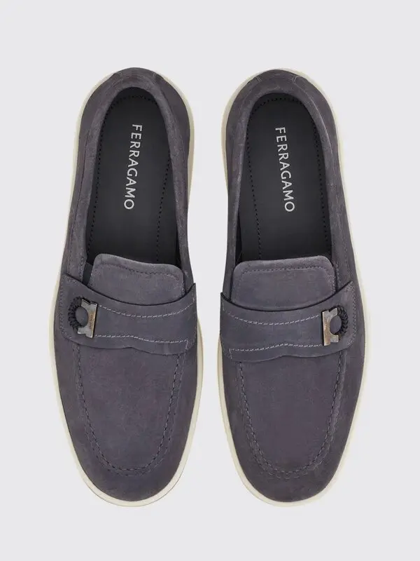 FERRAGAMO Gancini Suede Loafers - Beige