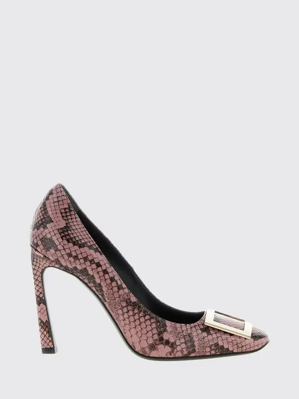 ROGER VIVIER Trompette Python-print Leather Pumps - Violet