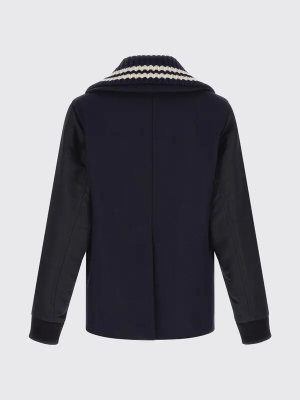 Dsquared2 Double-breasted Wool Blend Peacoat With Ribbed Lapel Collar - Blue