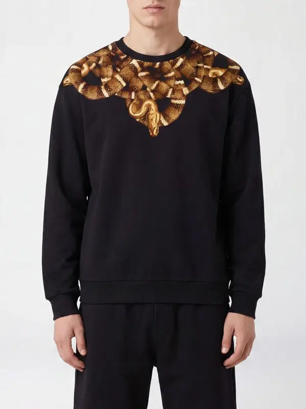COUNTY OF MILAN Urban-street Cotton Crew Neck Sweatshirt With Graphic Print - Black