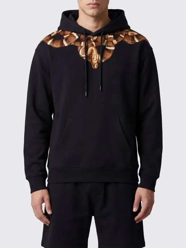 COUNTY OF MILAN Cotton Hoodie With Graphic Print And Kangaroo Pocket - Black