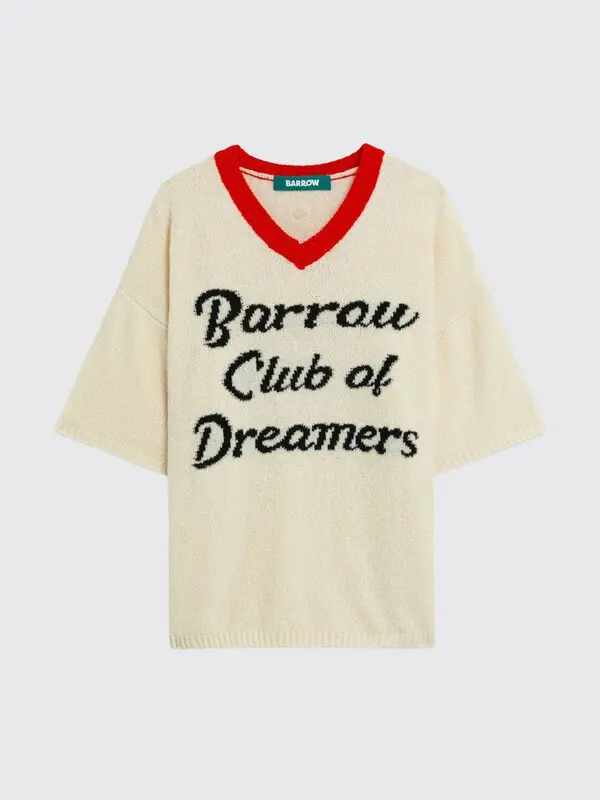 BARROW Club Of Dreamers" V-neck Knit Top - Cream