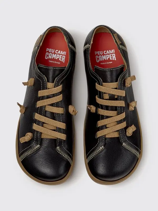 Camper Twins Grained Leather Slip-on Trainers With Elasticated Laces
