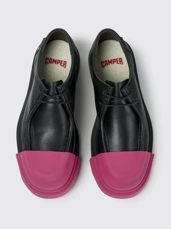 Camper Bicolour Calfskin Leather Lace-up Shoes With Rubber Toe Reinforcement - Black