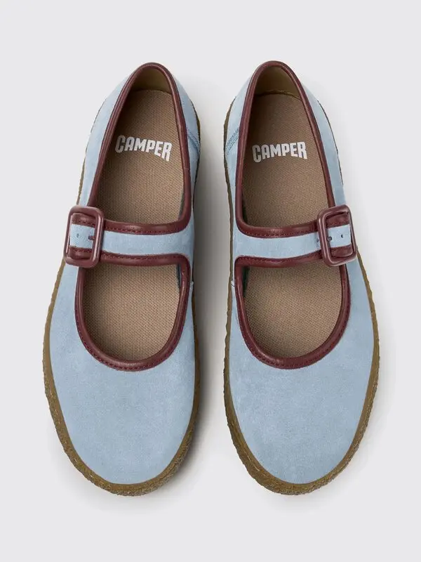 Camper Peu Terreno Suede Mary Jane Shoes With Adjustable Strap - Blue