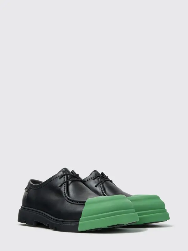 Camper Smooth Calfskin Leather Derby Shoes With Rubber Toe Reinforcement - Black