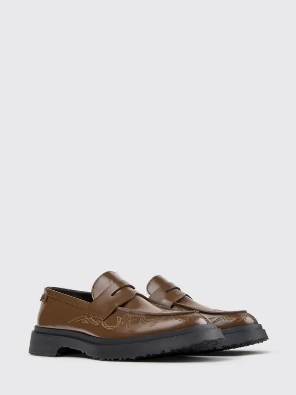 Camper Graphic Print Smooth Leather Loafers With Strap