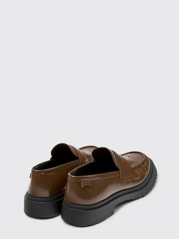 Camper Graphic Print Smooth Leather Loafers With Strap