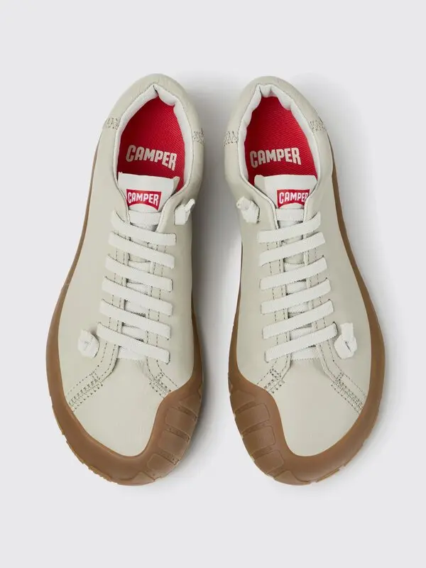 Camper Peu Path+ Smooth Leather Slip-on Sneakers With Elastic Laces - Beige
