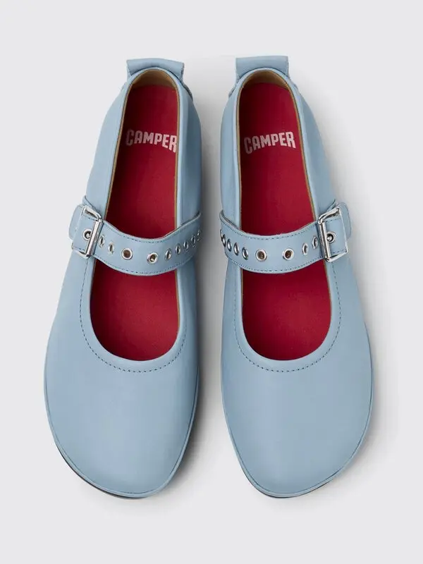 Camper Right Nina Calfskin Mary Jane Flats With Adjustable Strap