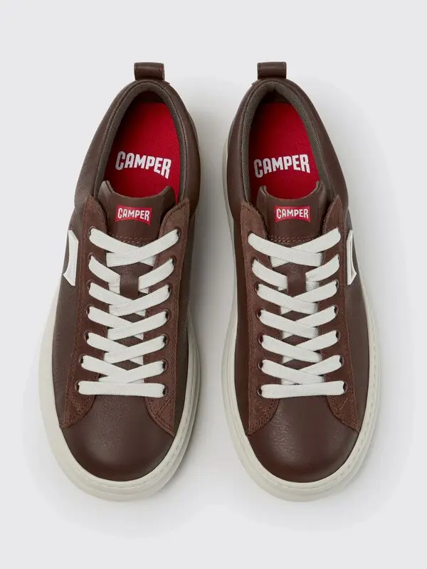 Camper Runner Low-top Sneakers In Natural Grained Leather With Xl Extralight® Sole