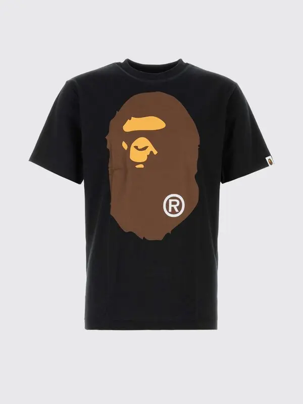 A BATHING APE Cotton T-shirt With Graphic Print And Dropped Shoulders - Black