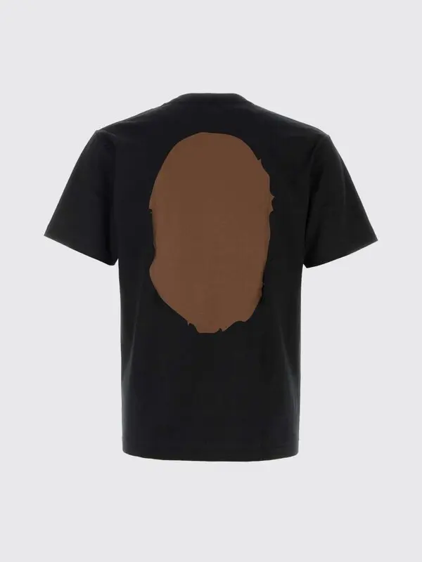 A BATHING APE Cotton T-shirt With Graphic Print And Dropped Shoulders - Black