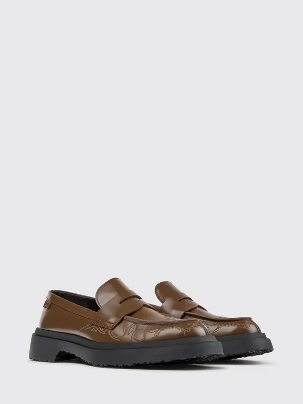 Camper Walden Loafers In Calfskin With Graphic Print And Saddle Strap
