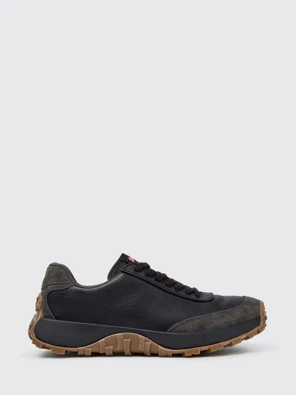 Camper Drift Trail Grained Leather Sneakers With Vibram Sole - Black