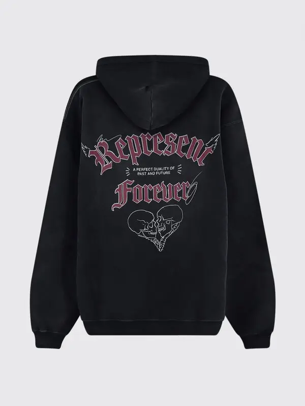 REPRESENT Cotton Hoodie With Back Logo And Kangaroo Pocket