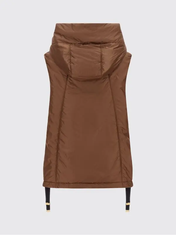 Max Mara Padded Technical Fabric Vest With Drawstring Hood - Brown