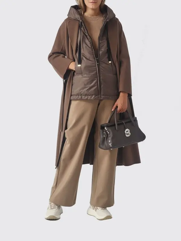 Max Mara Padded Technical Fabric Vest With Drawstring Hood - Cocoa