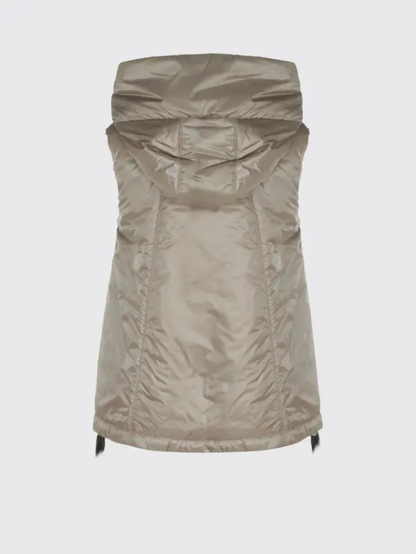 Max Mara Padded Technical Fabric Vest With Drawstring Hood - Sand