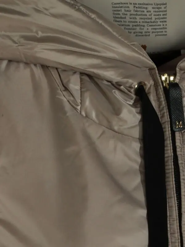 Max Mara Padded Technical Fabric Vest With Drawstring Hood - Sand