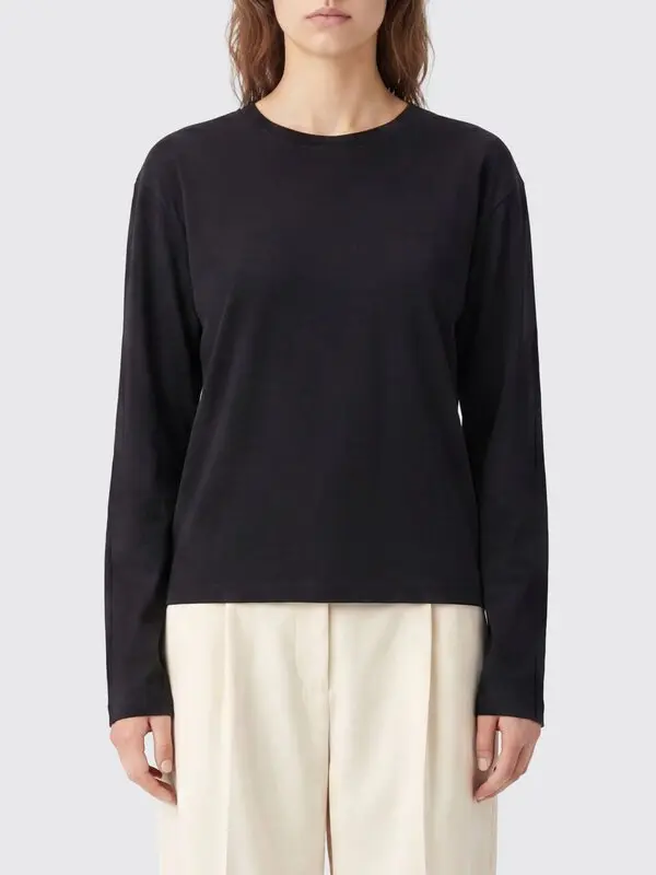 TOTEME Dropped-shoulder Long-sleeve Lyocell-cotton Blend T-shirt - Black