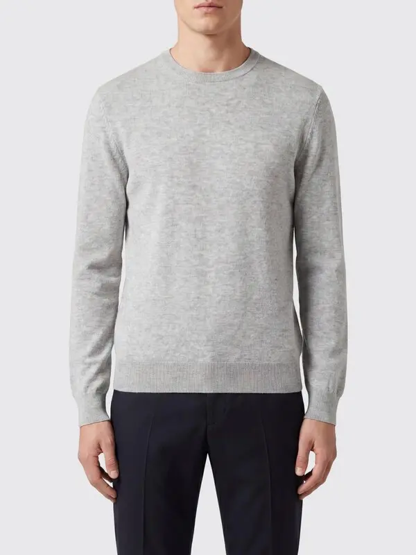 Canali Long-sleeved Crewneck Jumper In Pure Cashmere - Grey
