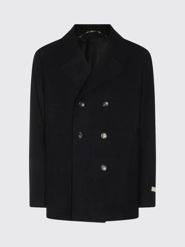 Canali Double-breasted Peacoat In Pure Virgin Wool With Classic Lapel Collar
