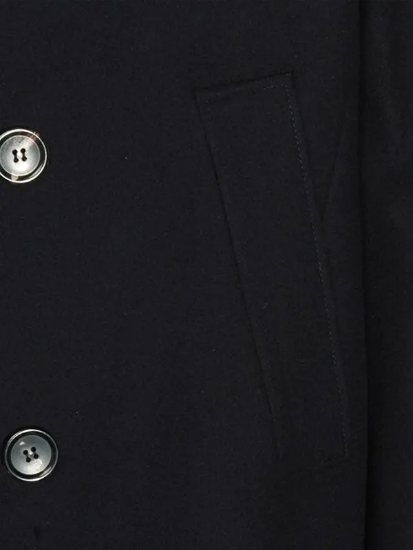 Canali Double-breasted Peacoat In Pure Virgin Wool With Classic Lapel Collar