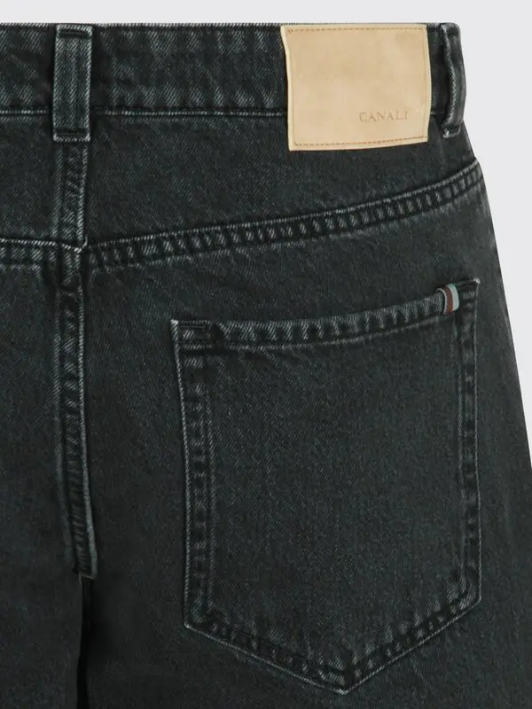 Canali D-macro Baggy Jeans In Mid-rise Cotton Denim With Five Pockets