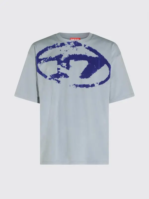DIESEL® Crewneck Cotton T-shirt With -effect Oval D Logo - Dust