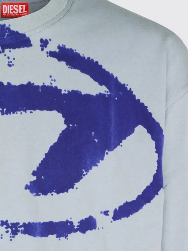 DIESEL® Crewneck Cotton T-shirt With -effect Oval D Logo - Dust