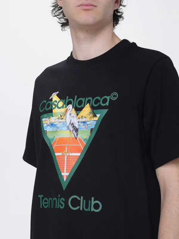 Casablanca Organic Cotton Crew Neck T-shirt With Logo Print - Black 2