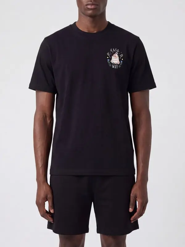 Casablanca Organic Cotton Crew Neck T-shirt With Logo Print - Black