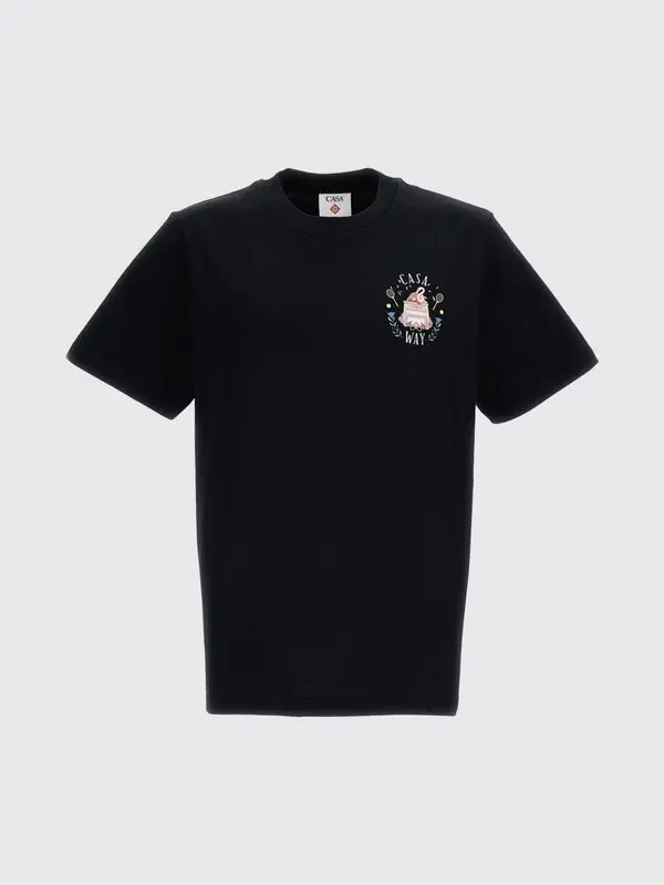Casablanca Organic Cotton Crew Neck T-shirt With Logo Print - Black