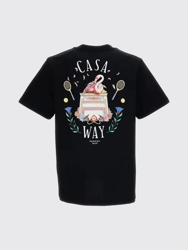 Casablanca Organic Cotton Crew Neck T-shirt With Logo Print - Black