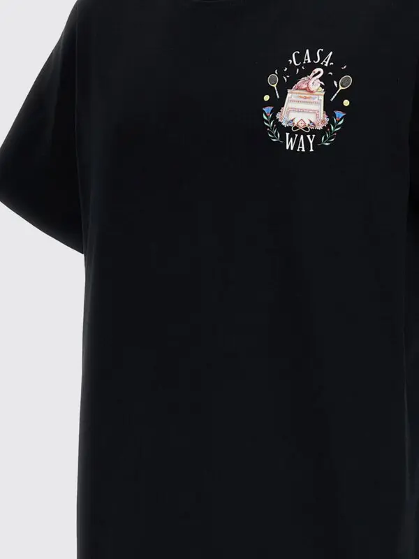 Casablanca Organic Cotton Crew Neck T-shirt With Logo Print - Black