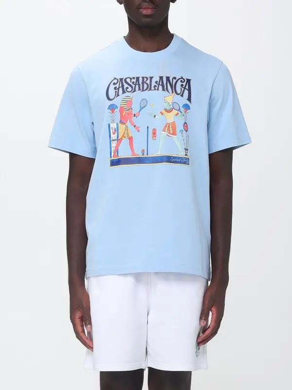 Casablanca Organic Cotton Crew Neck T-shirt With Logo Print - Blue