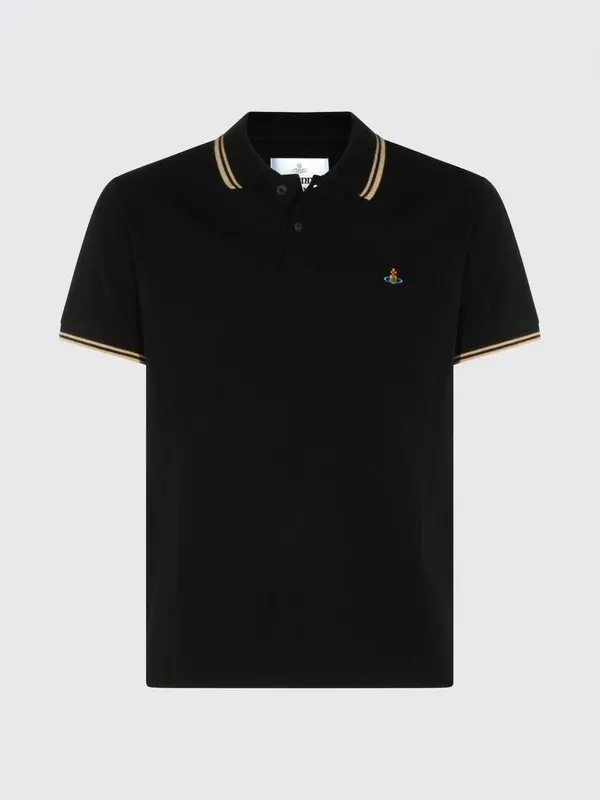 VIVIENNE WESTWOOD Orb Logo Cotton Polo With Contrast Tipping - Black
