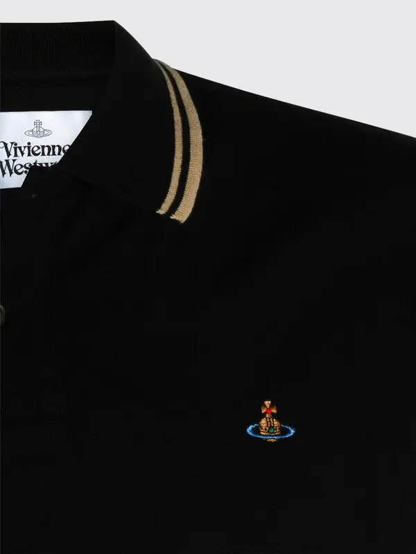 VIVIENNE WESTWOOD Orb Logo Cotton Polo With Contrast Tipping - Black