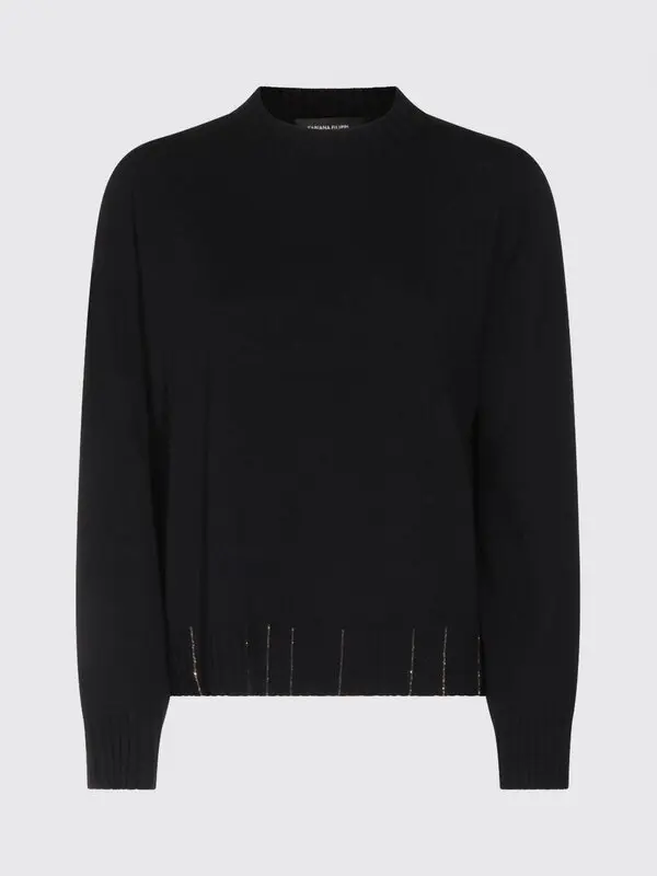 Fabiana Filippi Virgin Wool, Silk, And Cashmere Crewneck Jumper With Monili - Blue