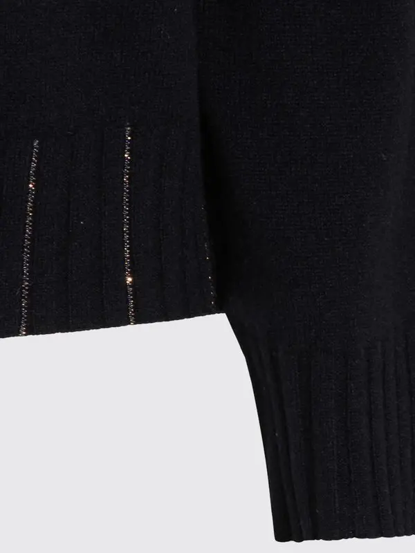 Fabiana Filippi Virgin Wool, Silk, And Cashmere Crewneck Jumper With Monili - Blue