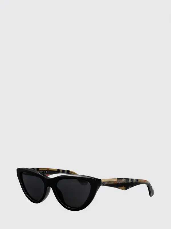Burberry Cat Eye Acetate Sunglasses With Vintage Check Pattern - Black